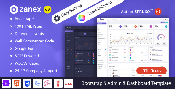 Zanex - Bootstrap 5 Admin & Dashboard Template by SPRUKO | ThemeForest