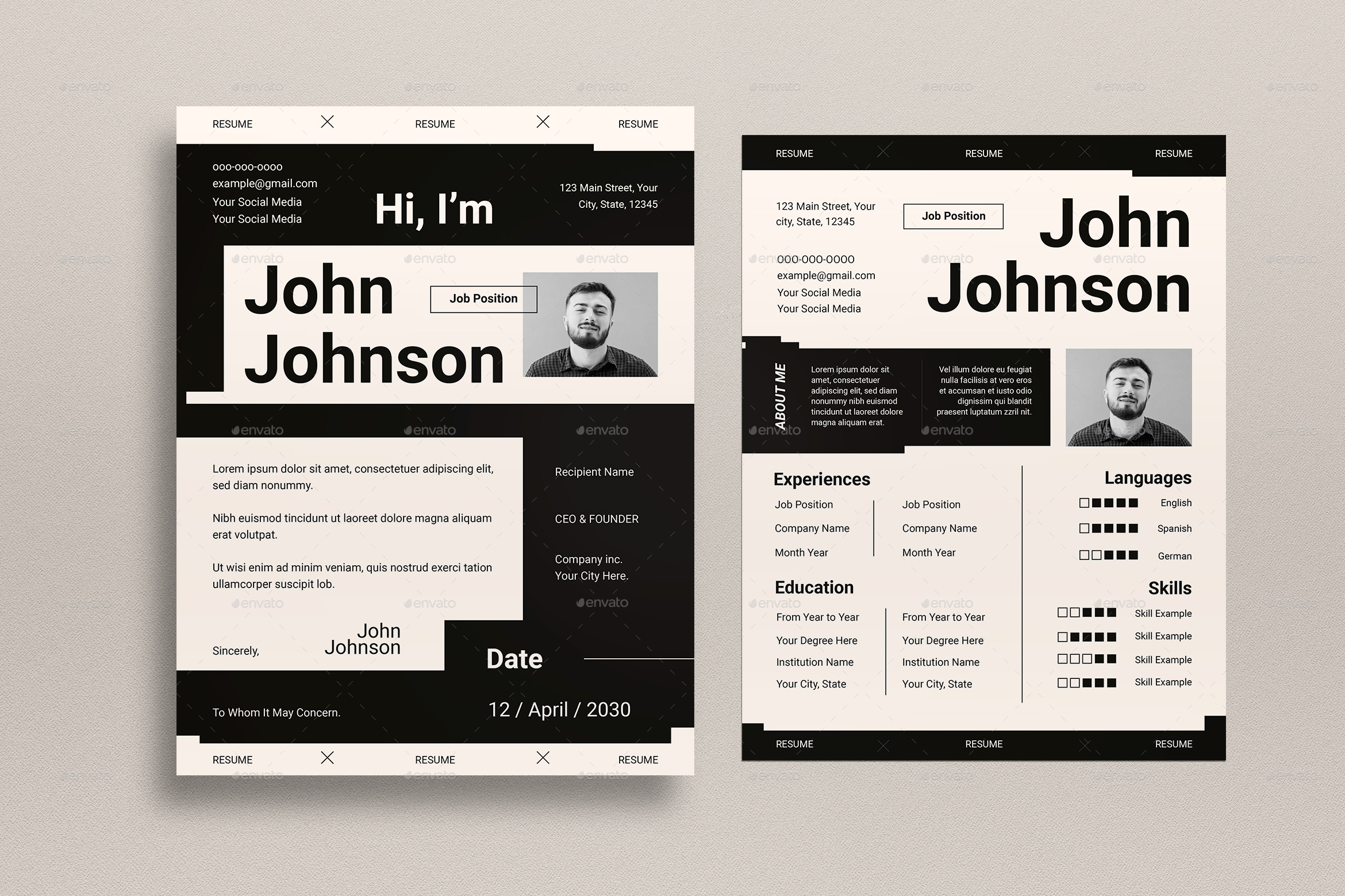 Black Mono Swiss Resume, Print Templates | GraphicRiver