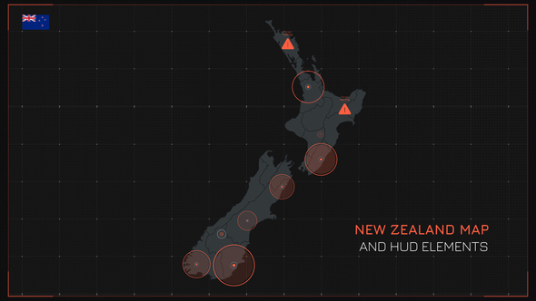 New Zealand Map and HUD Elements, After Effects Project Files | VideoHive