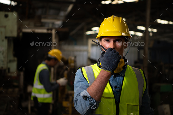 Chief mechanical engineer working in a mechanical factory Stock Photo ...