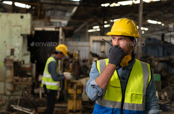 Chief mechanical engineer working in a mechanical factory Stock Photo ...