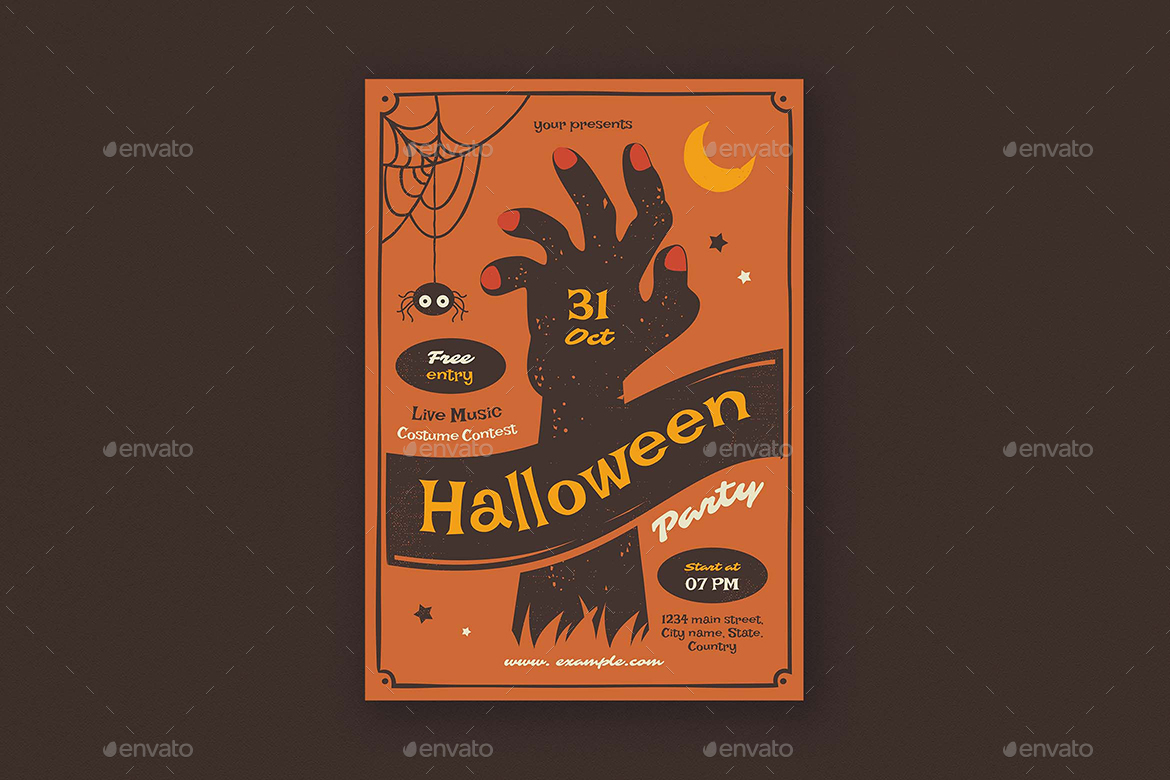 Halloween Zombie Party Event Flyer, Print Templates | GraphicRiver