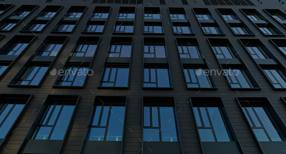 Exterior of modern dark house object. Architectural detail of a ...