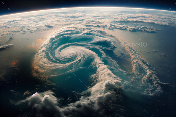 An aerial view of the swirling clouds of the typhoon - DGi Stock Photo ...