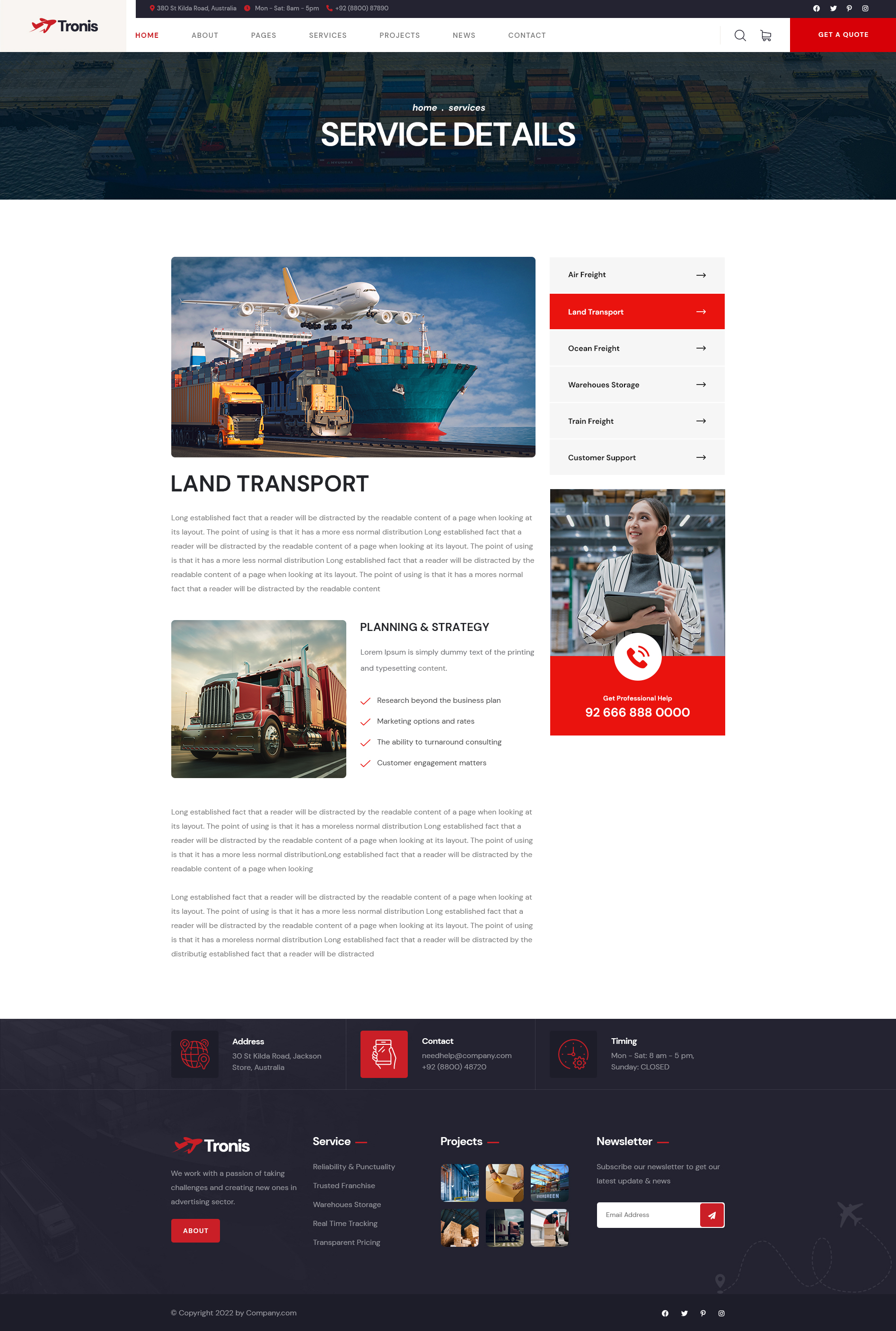 Tronis - Transport & Logistics PSD Template by thimshop | ThemeForest