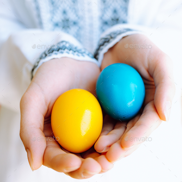 Symbolic colors of national Ukrainian flag, DIY for holiday Stock Photo ...