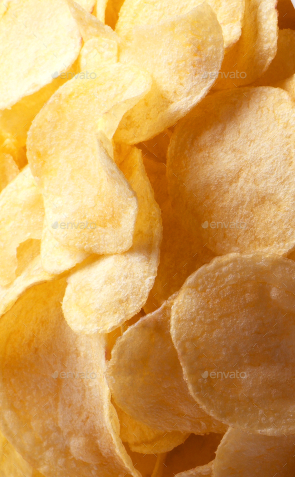 Potato chips texture background,potatoes pattern Stock Photo by ozaiachin