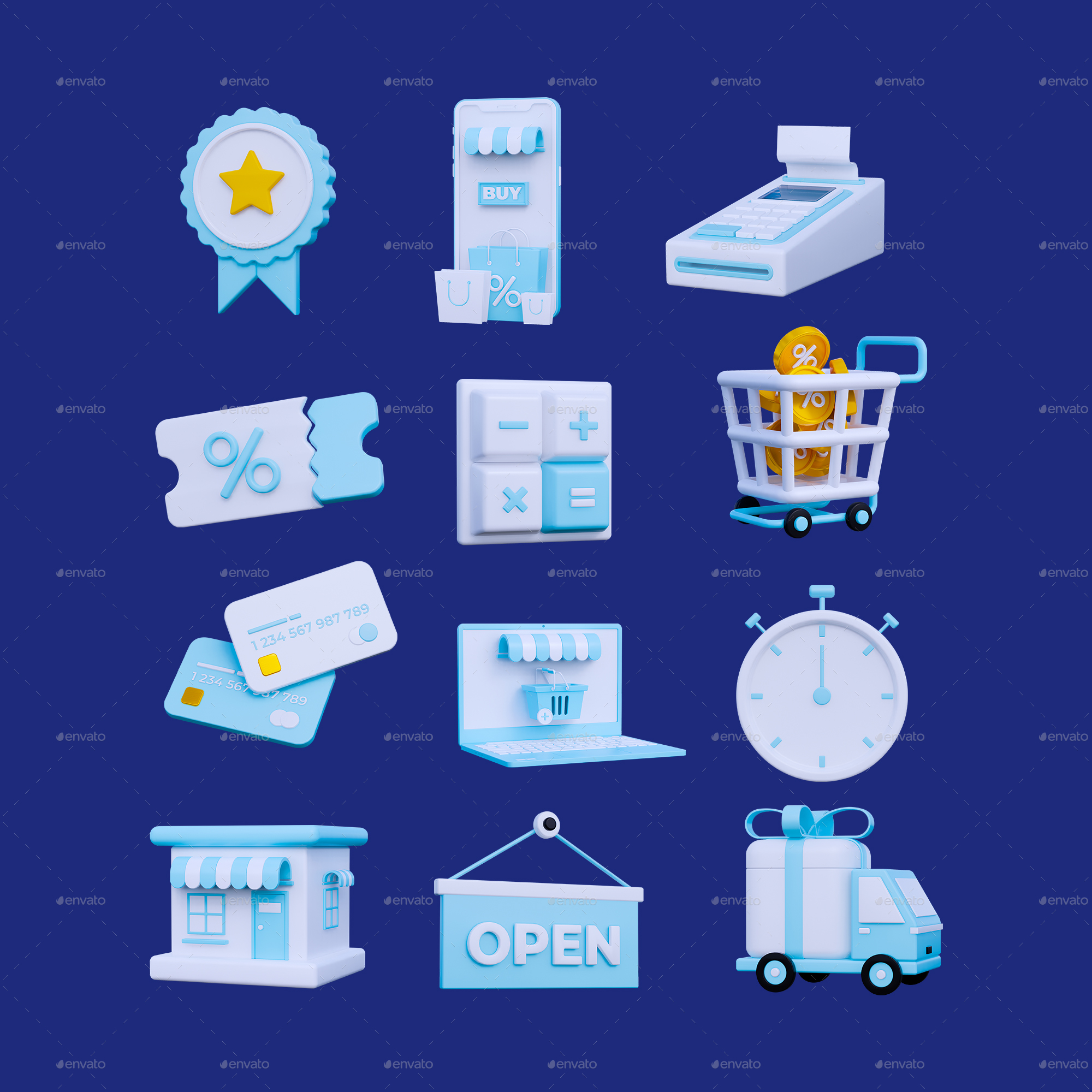 3d Online Shopping Icon Pack, Graphics | GraphicRiver