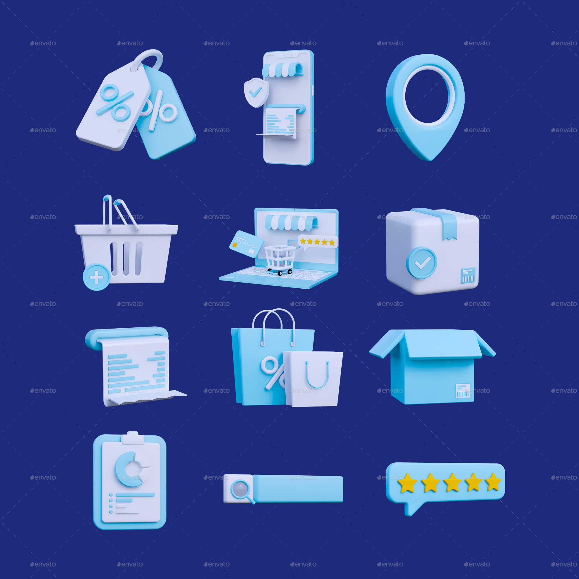 3d Online Shopping Icon Pack, Graphics | GraphicRiver