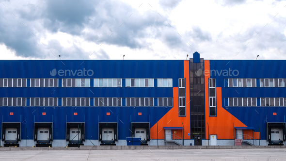 Loading dock on warehouse. modern logistics center. docking stations of ...