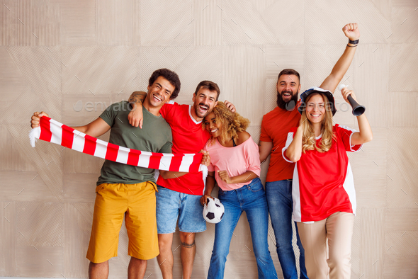 Football fans celebrating their team victory Stock Photo by vladans