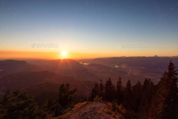 Canadian Landscape with Fall Colors during sunny sunset. Elk Mountain ...