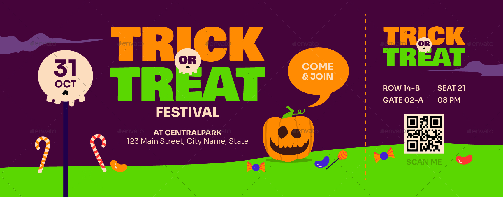 Trick or Treat Ticket, Print Templates | GraphicRiver