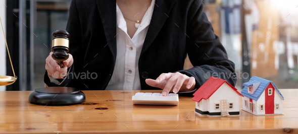Lawyer's Office. The goddess of justice with scales and lawyers working ...
