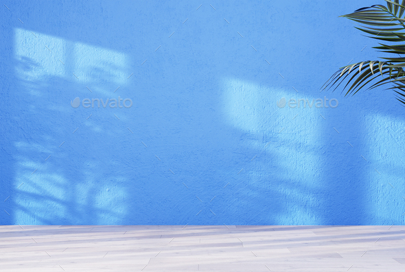 Abstract blue studio background for product presentation empty room ...