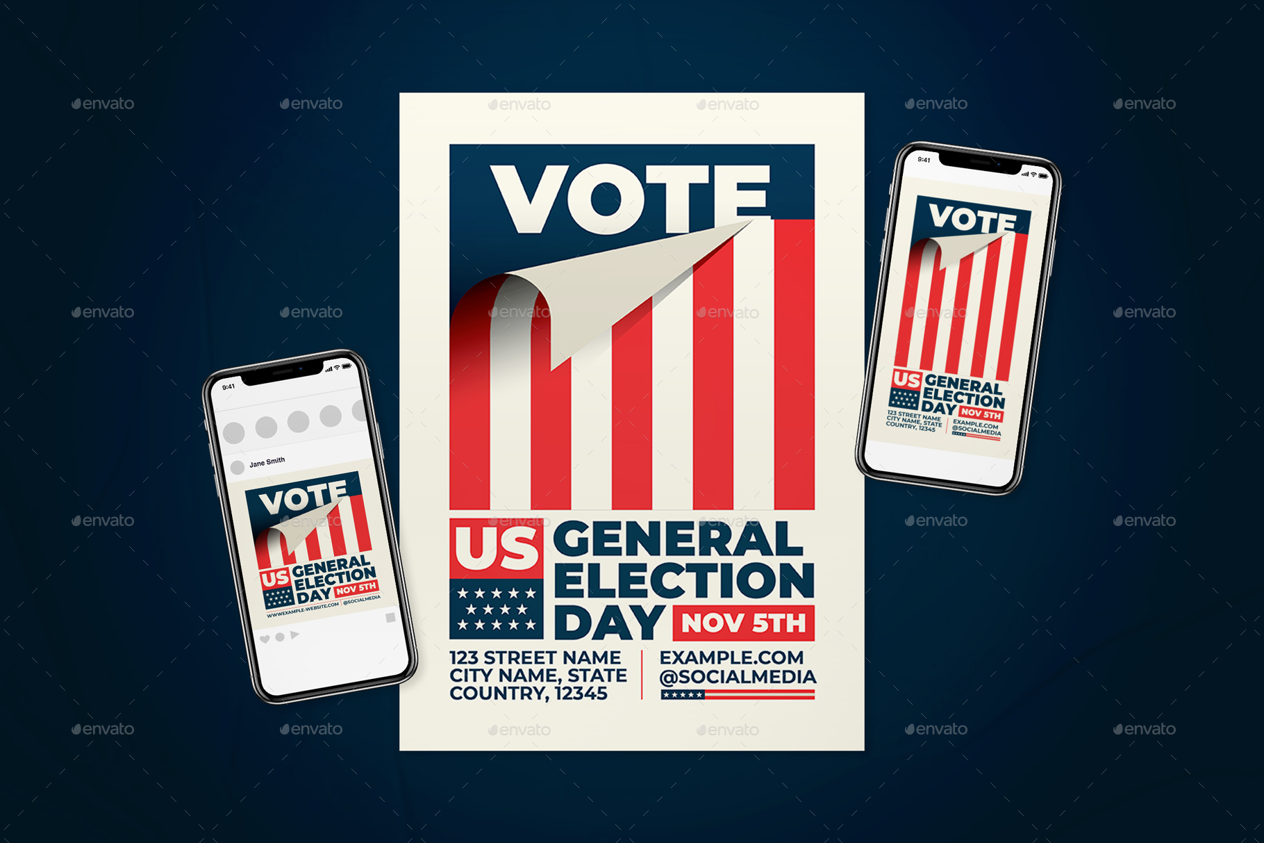 US General Election Day Flyer Set, Print Templates | GraphicRiver