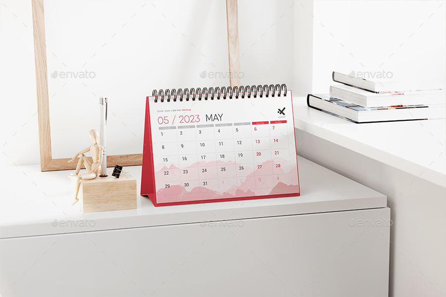 Spiral Desk Calendar Mockup, Graphics | GraphicRiver
