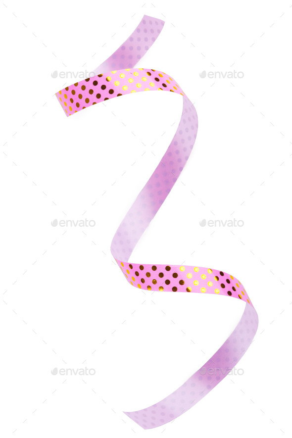 Curled pink ribbon isolated on white background Stock Photo by FabrikaPhoto