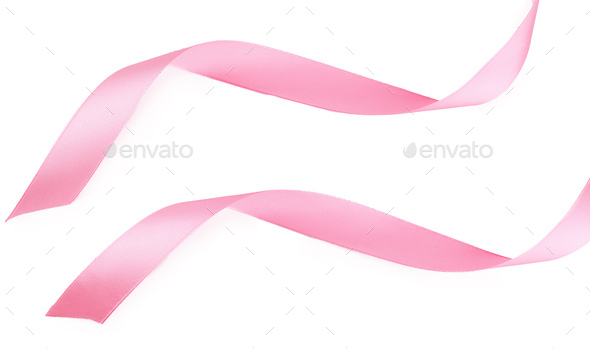 Curled pink ribbon isolated on white background Stock Photo by FabrikaPhoto