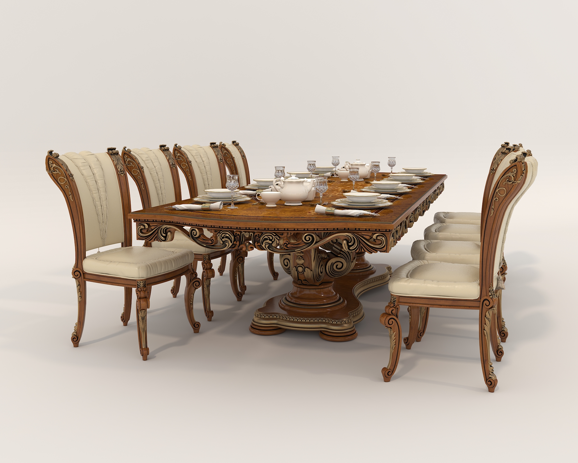 Classic Dining Table and Chairs 17 by nhattuankts | 3DOcean