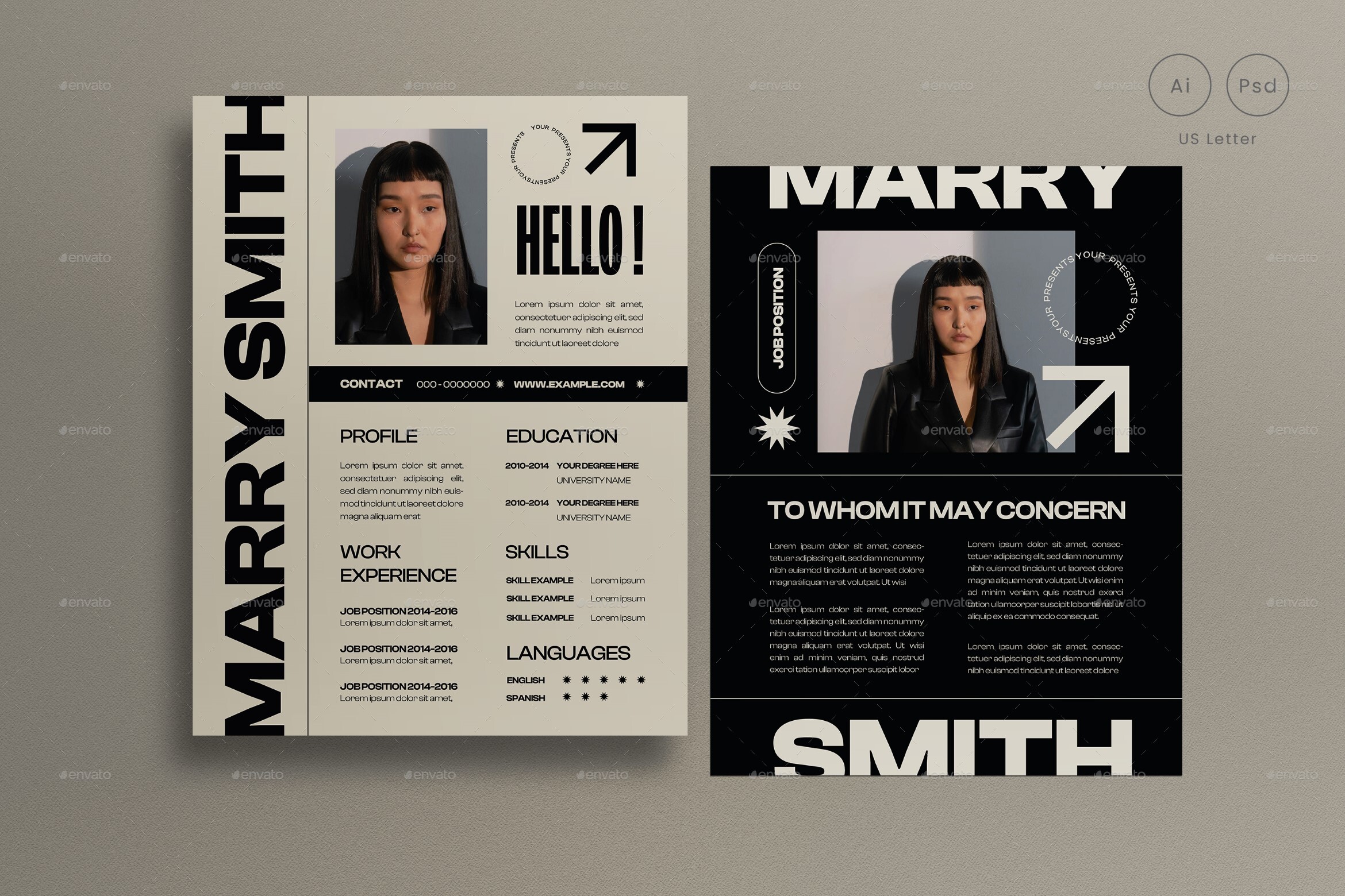 Black Mono Swiss Resume, Print Templates | GraphicRiver