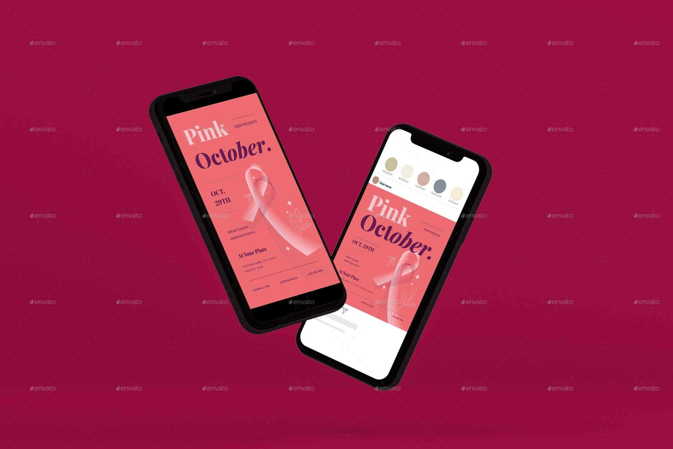 Pink October / Breast Cancer Awareness Flyer Set, Print Templates ...