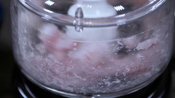 Mincing White Fish Meat with Blender - Close Up, Stock Footage | VideoHive