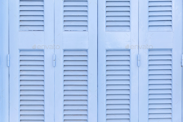 Window closed shutters background, texture. Traditional Greek island ...