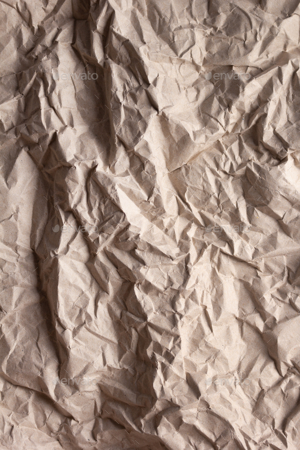 Crumpled parcel paper background texture. Recycling concept and brown ...