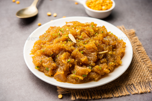 Besan Halwa, shira, sheera is a rich dessert made with gram flour, ghee ...