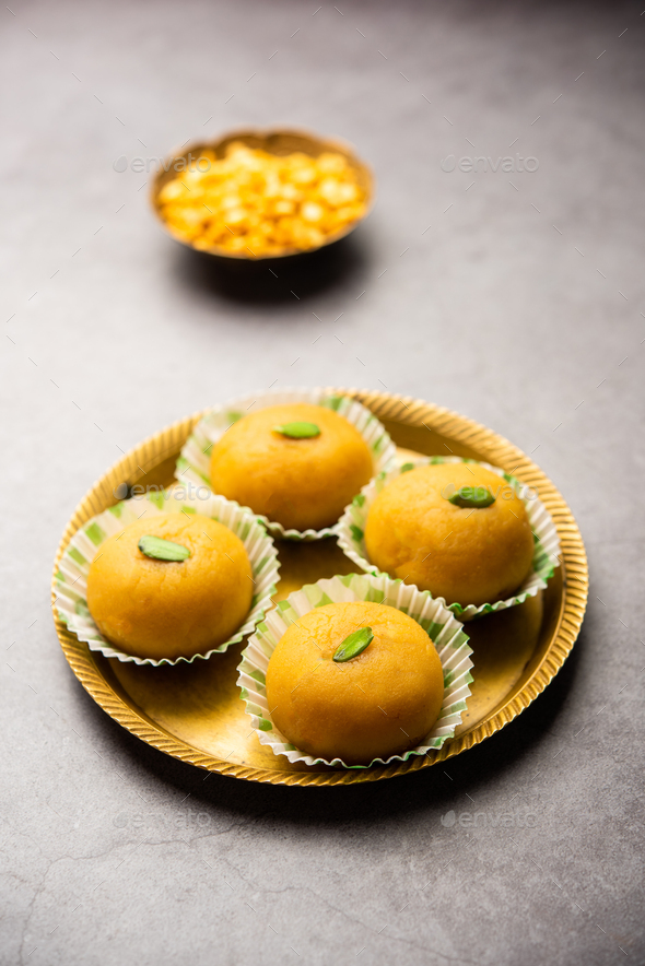 Besan Peda,pedha, pera. Popular Indian mithai prepared using gram flour ...