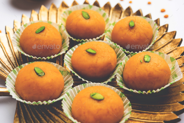 Besan Peda,pedha, pera. Popular Indian mithai prepared using gram flour ...