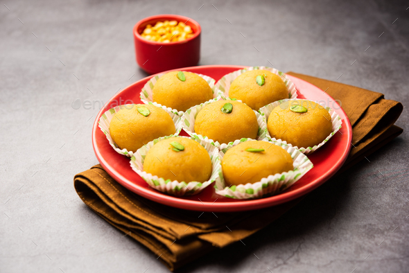 Besan Peda,pedha, pera. Popular Indian mithai prepared using gram flour ...