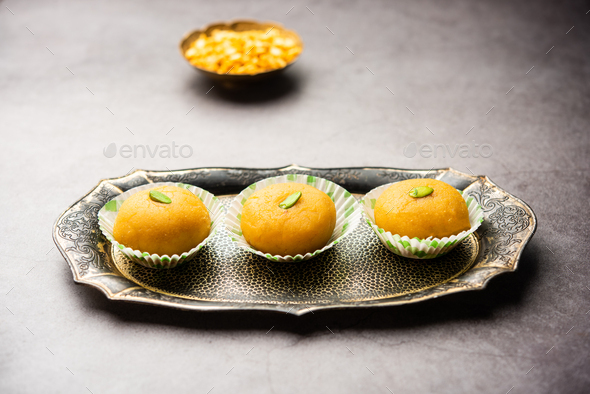 Besan Peda,pedha, pera. Popular Indian mithai prepared using gram flour ...