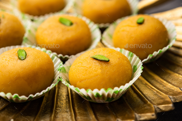 Besan Peda,pedha, pera. Popular Indian mithai prepared using gram flour ...