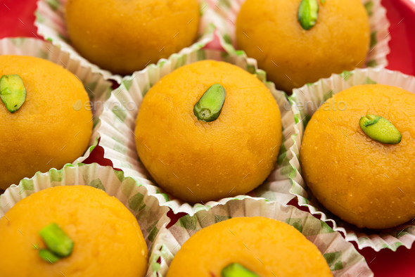 Besan Peda,pedha, pera. Popular Indian mithai prepared using gram flour ...