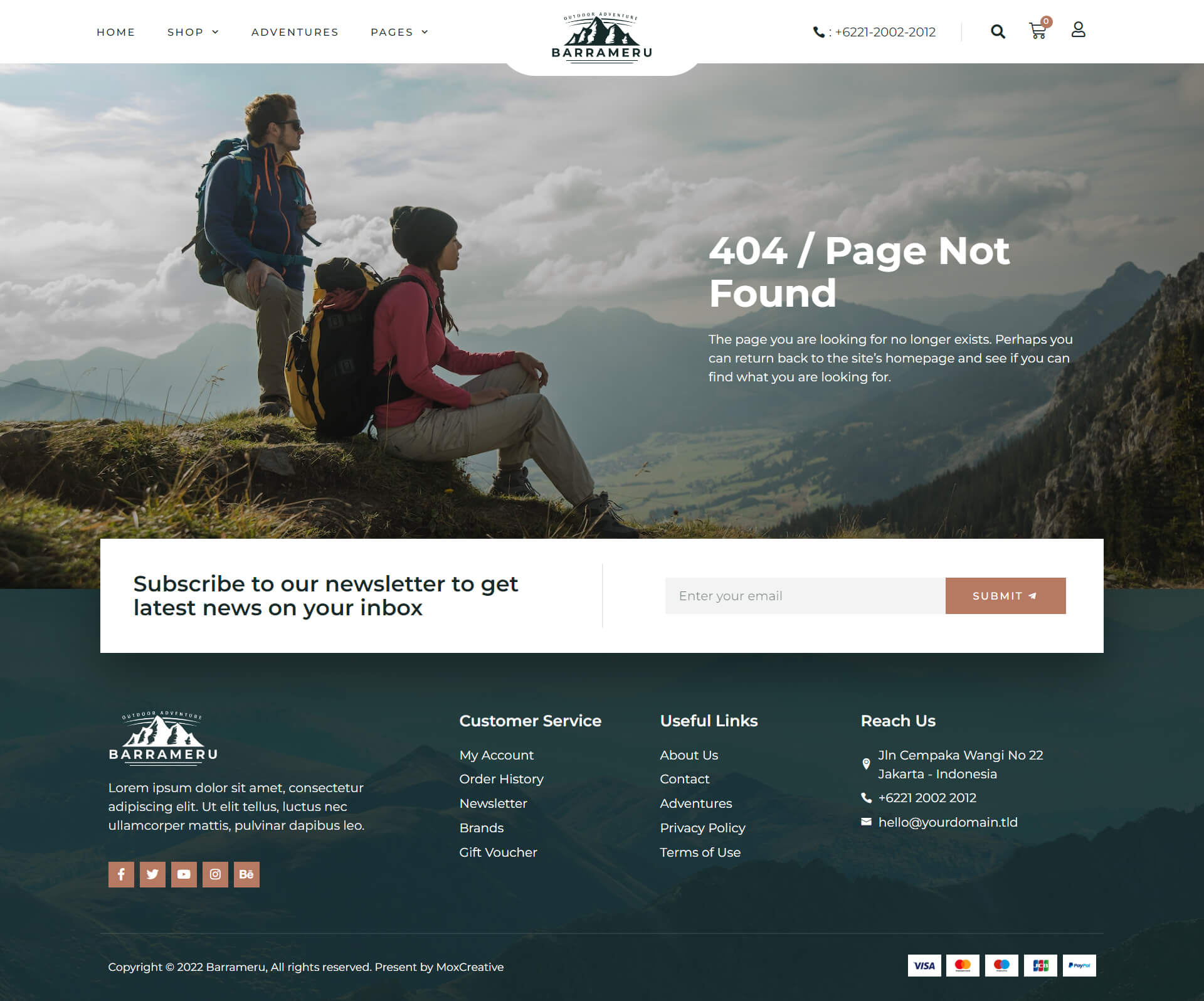 Barrameru - Outdoor Adventure Camping Store Elementor Pro Template Kit ...