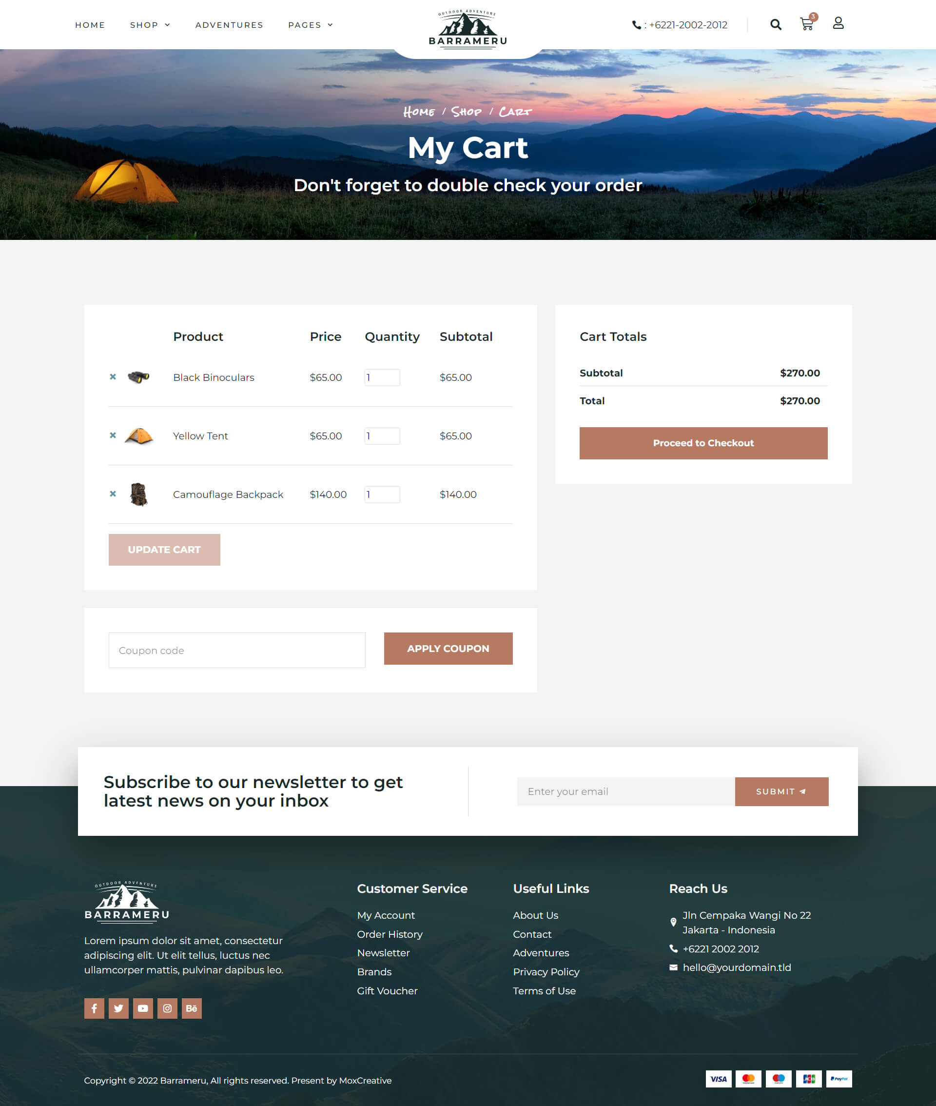 Barrameru - Outdoor Adventure Camping Store Elementor Pro Template Kit ...