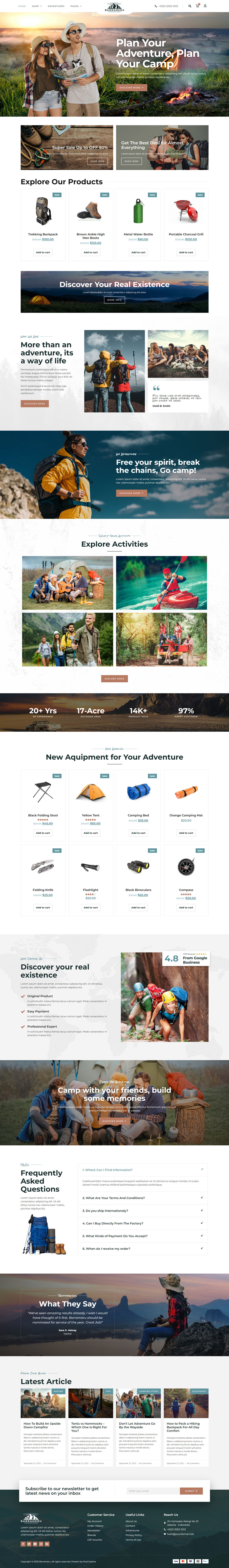 Barrameru - Outdoor Adventure Camping Store Elementor Pro Template Kit ...