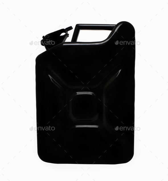 Black plastic gallon, jerry can isolated Stock Photo by ozaiachin