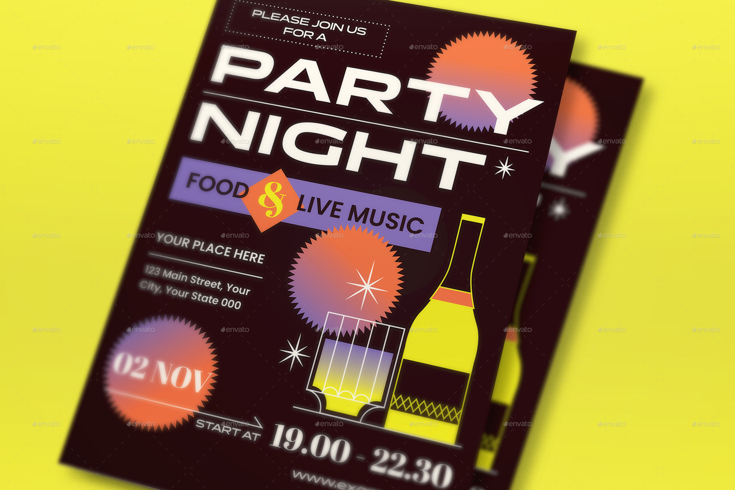 Black Edgy Night Party Flyer Set, Print Templates | GraphicRiver