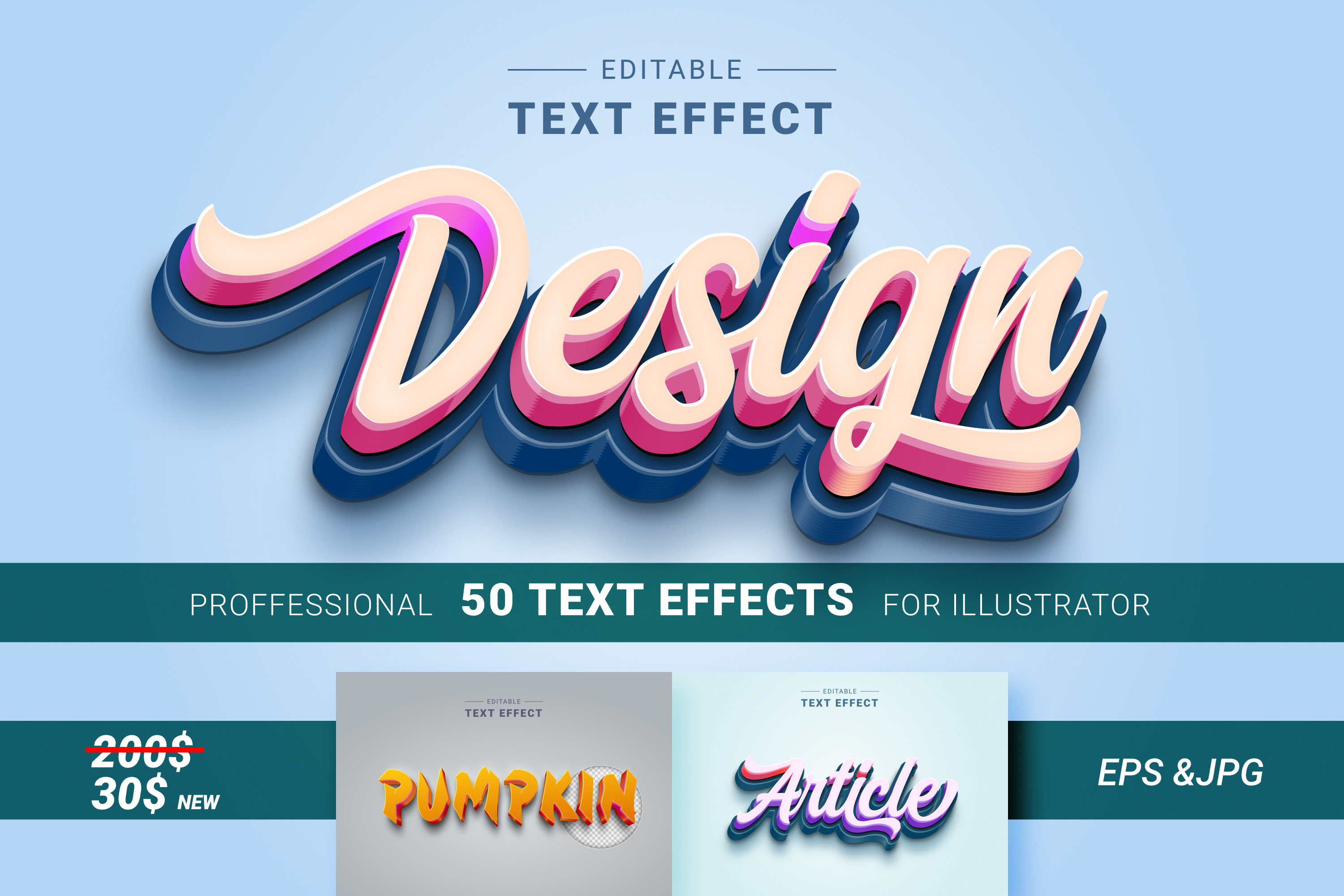 50 Editable 3D Text Effects Design N31, Add-ons | GraphicRiver