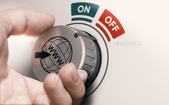 Setting offline mode. Disconnect from the internet. Stock Photo by ...