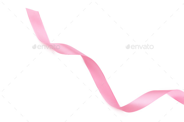 Curled pink ribbon isolated on white background Stock Photo by FabrikaPhoto