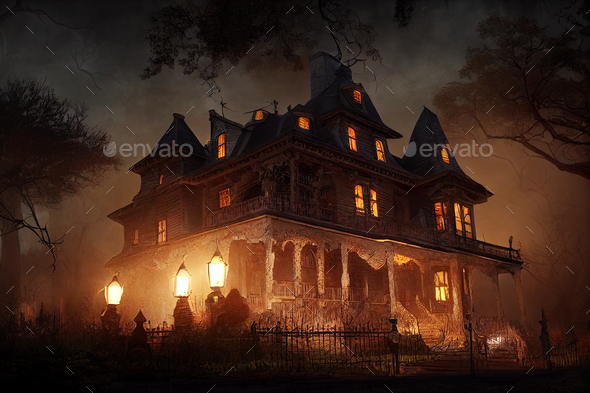 haunted old mansion on Halloween night Stock Photo by melis82 | PhotoDune
