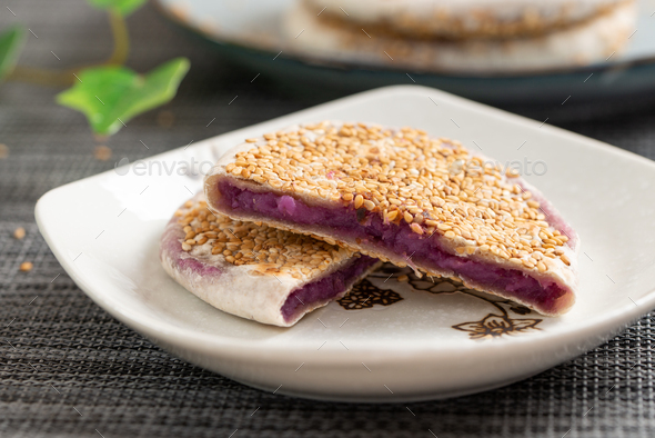 Chinese traditional style sesame pancake Stock Photo by kenishirotie