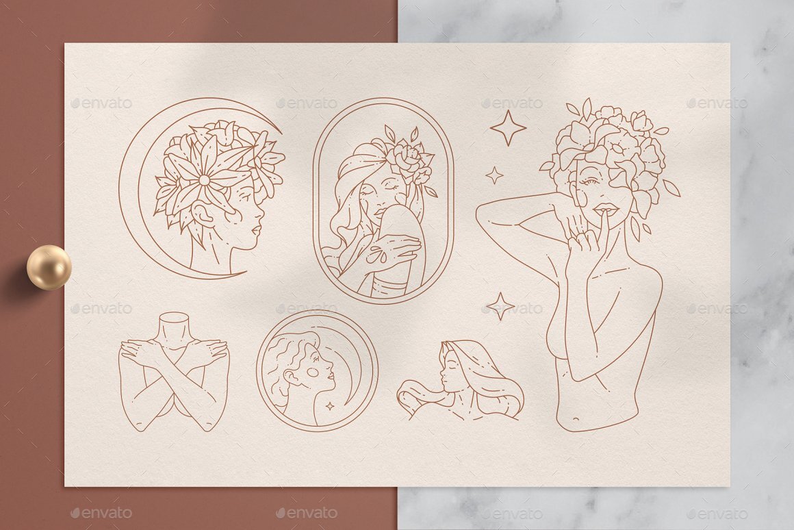Line art women illustrations set, Graphics | GraphicRiver