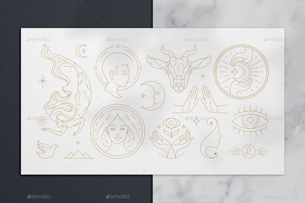 Magic Woman Feminine Line Art Illustrations, Graphics | GraphicRiver