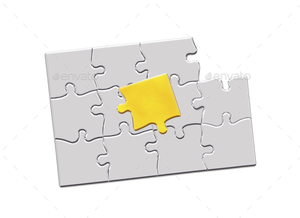 Golden jigsaw piece connected in puzzle structure Stock Photo by ozaiachin