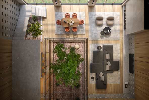 Modern style conceptual interior room top view Stock Photo by hemul75